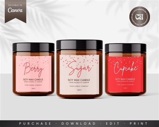 Printable Candle Label Bundle, Modern Candle Label Designs, Custom Candle Labels, Candle Business Bundle, DIY Candle Sticker, Canva Editable - Etsy