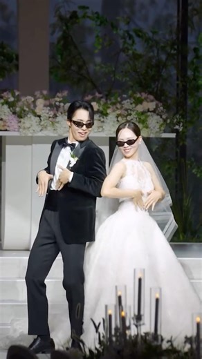 This might be the smoothest wedding reception wedding couple introduction ever!