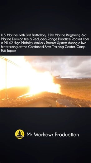 • U.S. Marines conduct HIMARS Live-Fire Drill | Mr. Warhawk • U.S. Marines with 3rd Battalion, 12th Marine Regiment, 3rd Marine Division fire a Reduced-Range Practice Rocket from a M142 High Mobility Artillery Rocket System during a live fire training at the Combined Arms Training Center, Camp Fuji, Japan, Oct. 27, 2025. HIMARS training at Camp Fuji offers unique advantages, including realistic training terrain, adequate range capacity, and specialized infrastructure necessary to safely and effe