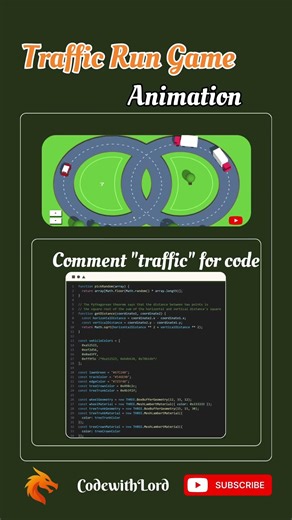 Traffic Run Game Animation using JavaScript | Road & Car Movement Logic 🚗💻 | CodewithLord