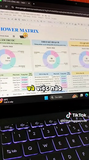 💫 Mẫu Quản Lý Công Việc Thông Minh siêu hay #ethannguyen #templatesheet #googlesheet #tasktracker #quanlycongviec #phattrienbanthan