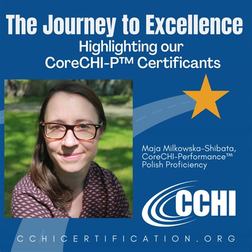 Meet Maja, a CoreCHI-Performance™ Certified Interpreter proficient in Polish! 🗣️✨ With the rigorous training, dedication, and skills required to earn the CoreCHI-P™ credential, Maja exemplifies what it means to provide professional, accurate, and culturally sensitive interpretation in the field of healthcare. By ensuring clarity in critical conversations and building bridges across languages and cultures, Maja is making a difference every day. 💡👏 🔑 The NCCA accredited CoreCHI-Performance™ ce