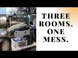 How to tidy/organize a large room with multiple functions. One big messy room, three separate spaces