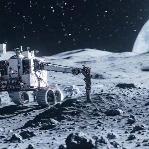 A Moon rover robotic arm extended to drill into the rocky surface! | Space Voyager