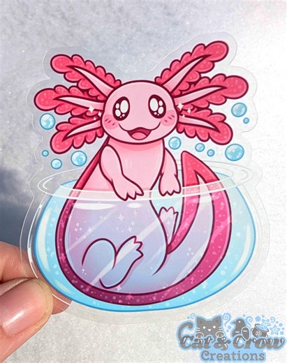 Axolotl in a Fishbowl Waterproof Clear Vinyl Sticker - Etsy