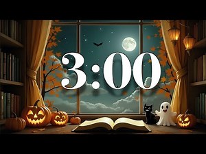 3 Minute Fall Halloween Timer – Fun, Magical Music & Cute Autumn October | Focus, Classroom, Study