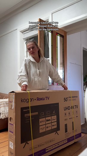 Nothing better than being able to watch your fave show right in bed! Kogan makes it so easy and affordable to upgrade spaces in your home! Check out their huge range of products online at Kogan.com #ad #kogan #koganfirst #tv #tvinbedroom #mountedtv #diy