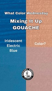 3.4K views · 33 reactions | What Color Wednesday Mixing It Up GOUACHE!⁠⁠Name the unidentified color that works as a mixer to Iridescent Electric Blue GOUACHE. Make a guess ... make it two.⁠⁠Answer will be revealed tomorrow.⁠⁠#danielsmith #danielsmithartistsmaterials⁠#danielsmithgouache #danielsmithwhatcolorwednesday #whatcolorwednesdaymixingitup #colormixing | DANIEL SMITH: Artists' Materials | Facebook