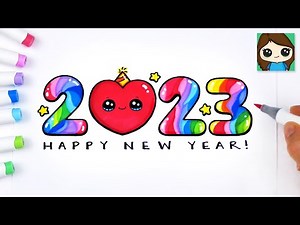 How to Draw 2023 Happy New Year Numbers Easy 🎉