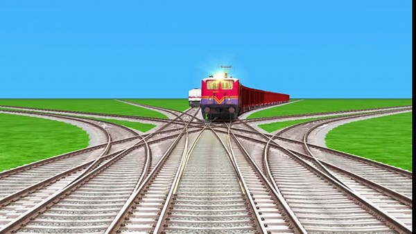 8* Realistic Trains Run At Bumpy Curved Branched 🏇Railroad Tracks ll train Crossing