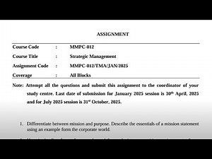 IGNOU MMPC-012 Solved Assignment Jan 2025 | July 2025 [FREE] | MBA | Strategic Management