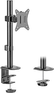 Mount-It! Single Monitor Desk Mount – Computer Screen Stand with Full Motion Adjustability – VESA Monitor Bracket Up to 32" 19.8 lbs – 360° Rotation, 160° Swivel, 40° Tilt – Clamp & Grommet Base
