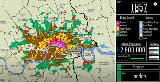 The Growth of London, from the Romans to the 21st Century, Visualized in a Time-Lapse Animated Map