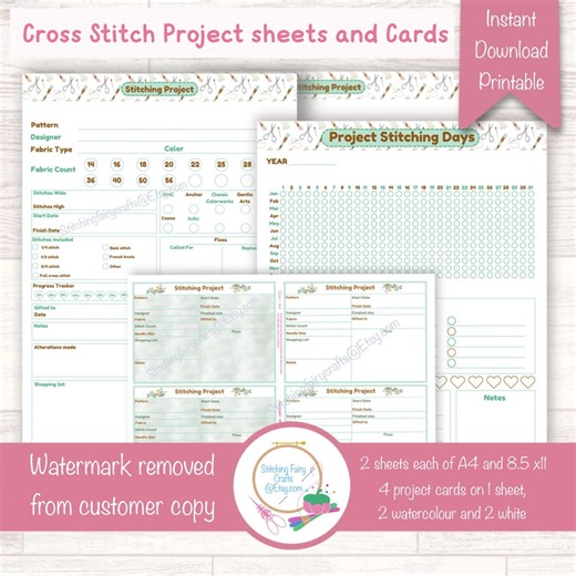 Printable Cross Stitch Project Planner & Cards (digital Download) for Cross Stitchers, Cross Stitching Gift. - Etsy