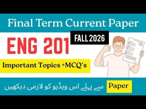 ENG201 final term current paper 2026 #vu #eng201