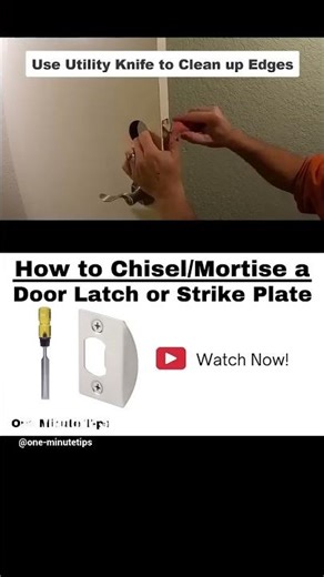 HOW TO CHISEL/MORTISE LATCH-STRIKE PLATE FOR A DOOR! One Minute Tips - Home Repairs #shorts