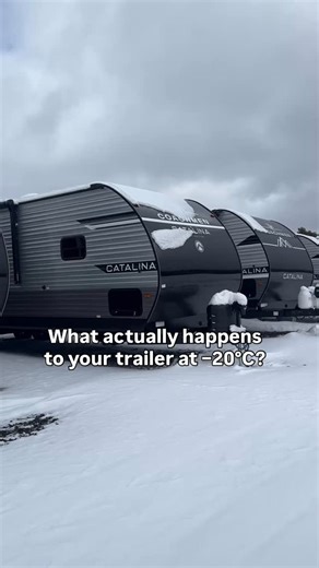 When the temperature drops, your trailer quietly takes a beating — even if it’s parked for the season ❄️ Here’s what really happens in deep cold and what you should check for right now ⬇️ Why –20°C is tough on trailers 🥶 - Seals shrink → tiny gaps form, letting moisture in. - Tire PSI drops quickly → running or sitting on soft tires weakens sidewalls. - Batteries lose up to 50% capacity → dead by spring if not stored properly. - Moisture builds inside → leads to mildew, soft spots, and odours. 