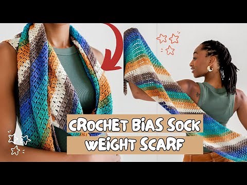 Corner to Corner (C2C) Crochet Scarf - SOCK YARN! | Beginner Bias Wrap Free Pattern + DIY Tutorial