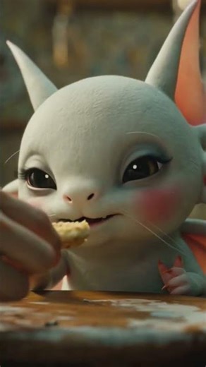 Little realistic 3D cartoon eating biscuit #cute #3danimation #asmr