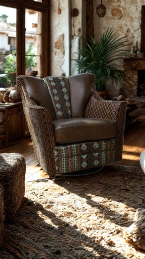 16K reactions · 821 shares | Meet The Sierra Sol — a handcrafted swivel & gliding lounge chair that blends comfort, bold Western charm, and buttery leather all in one unforgettable seat. 癩 Aztec accents. Diamond-stitch arms. Fully customizable to match your space.  Built The Vault Way 蝹 thevaultrustic.co | DM us to design yours #rusticdecor #rusticfurniture #thevaultrustic #farmhousechic #westernstyle #texasmade #rodeolife #ranching | The Vault Rustic Furniture | Facebook