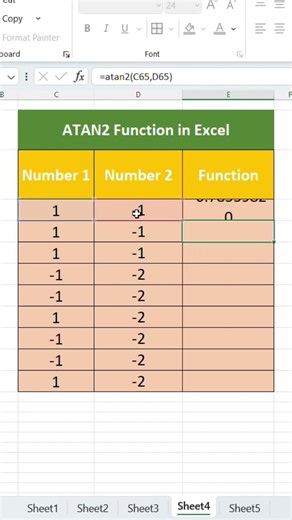 ATAN2 function in Excel. #excel