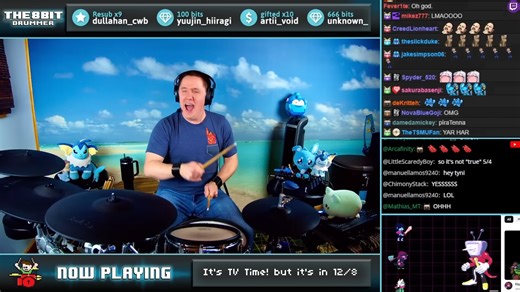 [8bitDrum]-Drumming To It's TV Time From Deltarune But It's In 12／8