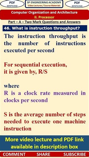 46CO2 Computer Organization Part A Questions What is instruction throughput