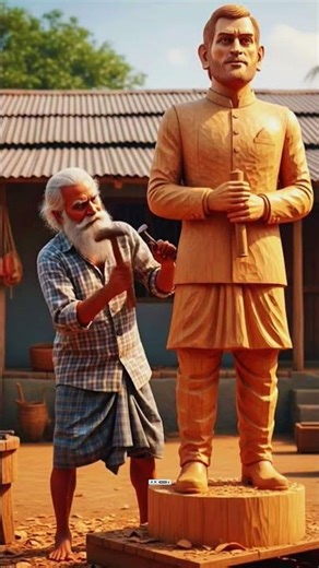 Titanium Dhoni Wooden Statue 😱 | Poor Village Artist Creates a Legend 🇮🇳