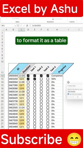 How to create a dynamic Project Tracker in Excel! #spreadsheets #workhacks #accounting #exceltips