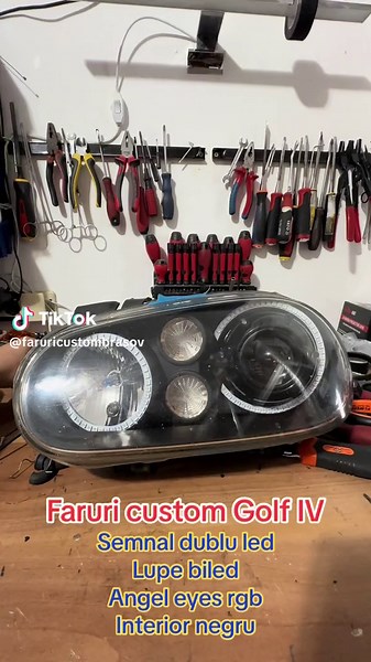 Faruri custom pentru Golf 4 cu angel eyes rgb si dublu semnal led TikTok