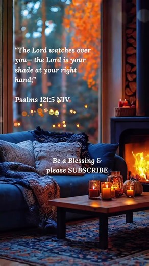 Cozy Fall Ambience 🍁🔥 | Psalm 121:5 | God’s Protection & Peace | Christian Scripture #shorts