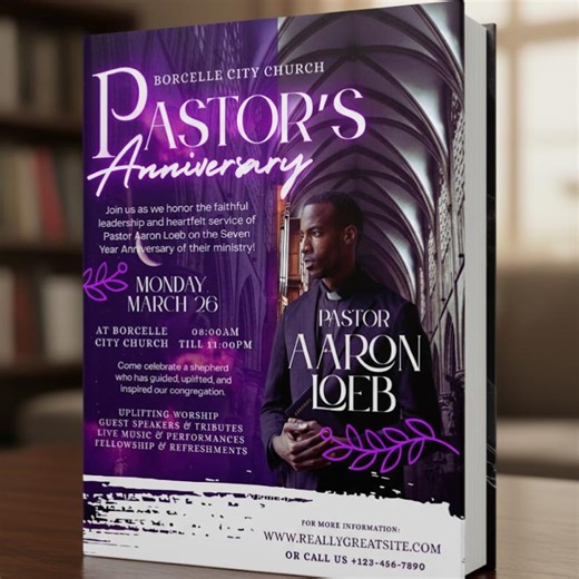 Purple Church Program Template: Pastor Appreciation, Anniversary (digital Download) - Etsy