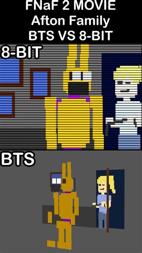 FNaF 2 Movie Afton Family: - 8-Bit VS Behind The Scenes