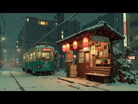 Snowy Tokyo Lofi Ambience ❄️ Retro Japanese Winter Vibes & Chill Hop Beats Study Music