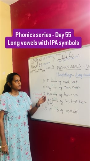 Anandhi Srinivasan on Instagram: "Let's sound it out! 🎉 Phonics series - Day 55: Pronunciation of 44 sounds - part 26. Dive into Monophthongs - Learn Long vowels with IPA symbols.📚 #phonics #phonicsforkids #intellectkidz #phonicsclass #english #scienceofreading #phonicsreading #englishlanguage #phonicsounds #teachingphonics #learningphonics #vowels #vowelsounds"