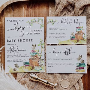 Storybook Baby Shower Invite Set, Printable Book Themed Baby Shower Template Suite, Gender Neutral Shower Bundle, Instant Download, #BT - Etsy