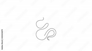 Animated self drawing of single continuous line draw venomous snake for business logo identity. Deadly black mamba mascot concept for company brand icon. Full length one line animation illustration.