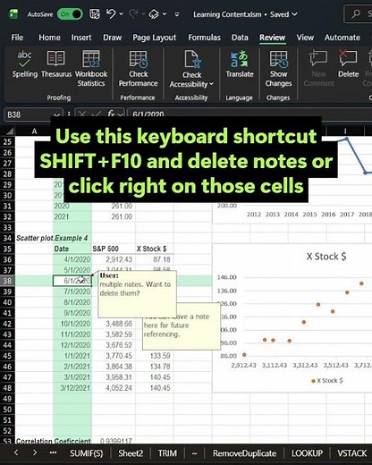 Delete Notes in Excel Using Keyboard Shortcut
