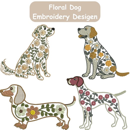 Dog Embroidery Design, Floral Dog Embroidery Cute Doberman Dog Embroidery, Mini Puppy,puppy Embroidery, Pet Lover, Machine Embroidery Design - Etsy
