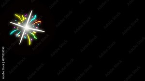 Vector cartoon fireworks blast effect animation, alpha channel overlay for social media and video projects