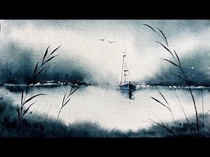 Painting with Just One Color – Monochrome Indigo Watercolor Landscape