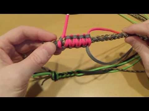 Tying a 4 strand 550 cord braid with Cobra stitch, Bow Sling