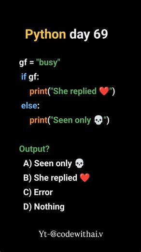 micky virus on Instagram: "Python day 69 #contentcreator #coder #computerscience #short #pythoncode #python #pythonprogramming #coder"