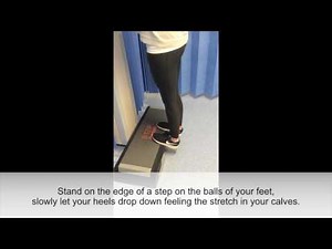 Physiotherapy: Calf stretch over edge of step