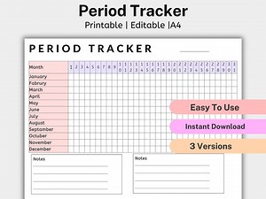 Period Tracker Printable, Ovulation Tracker, Period Symptom Tracking, Period Journal, Period Calendar, Period Planner, Period Log, Period A4 - Etsy UK