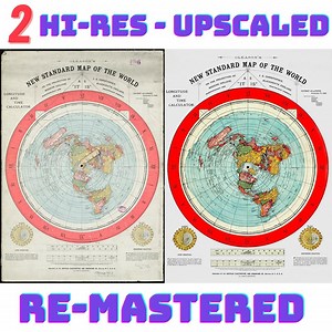 2-versions Flat Earth Map Alex Gleason 1892 New Standard Map of the World Remastered Hi-res Digital Download 300DPI Printable Classic Realm - Etsy
