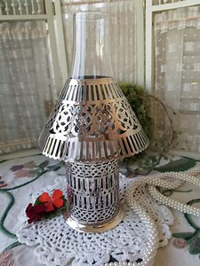 Beautiful Reticulated Silver Colored Candle Lamp. This Silver and Glass Tea Light Candle Lamp is Versatile and Lovely. - Etsy
