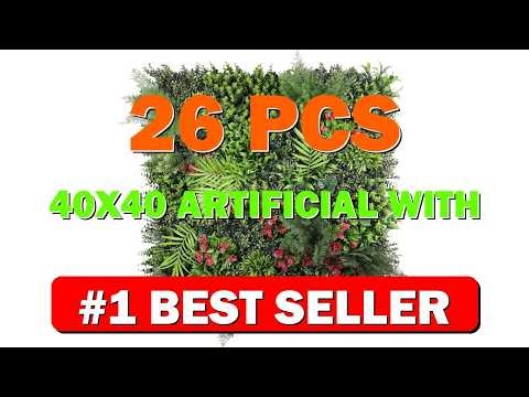 26 PCS 40''x40'' Artificial with Red Florets Topiary Hedge Plant Privacy Screen - B0D9LT98T2