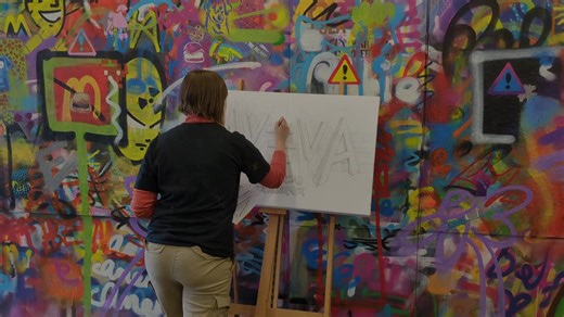 🖌️A little insight into the creative process… Follow the journey from paper to canvas as we develop our new #streetart design further. From sketching ideas to layering colours, every stroke is a step closer to a masterpiece. #AltLDN #StreetArt | AVEVA