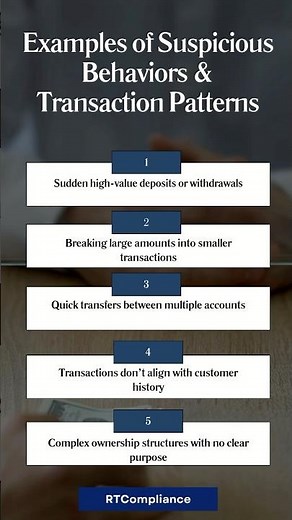 Examples of Suspicious Behaviors & Transaction Patterns | #suspiciousbehaviors #transactionpatterns